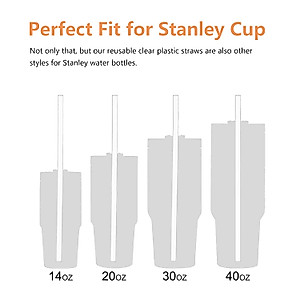 Reusable Straws for Stanley Cup Accessories - 6Pack Clear Drinking Plastic Straw for Stanley Tumbler With Handle Quencher 30 40 oz Long Smoothie Straw for Stanley Adventure Straw Brush Replacement Kit