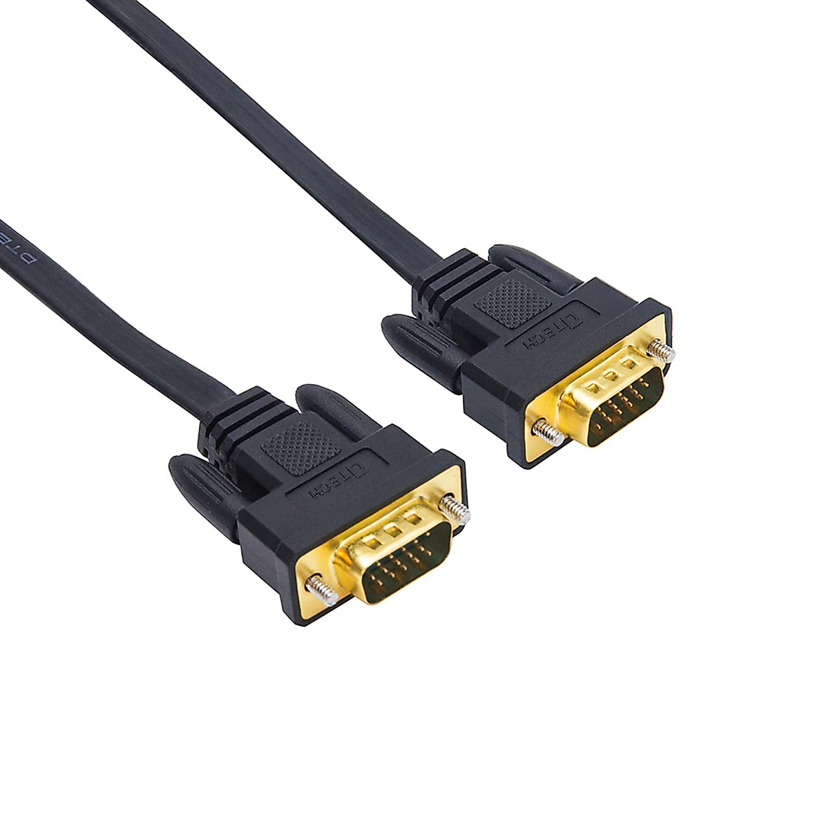 DTech 25ft Ultra Thin Flat Type Computer Monitor VGA Cable Standard 15 Pin Male to Male Connector SVGA Wire 25 Feet - Black