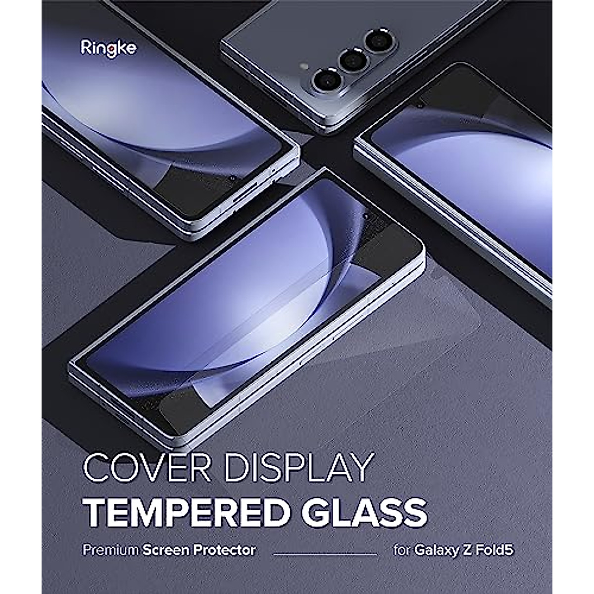 Ringke Cover Display Glass [Shatterproof Coverage] Compatible with Samsung Galaxy Z Fold 5 Screen Protector for Exterior Cover Display, Tempered Glass Screen Protector