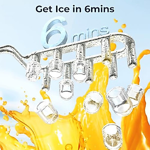 ZAFRO Ice Makers Countertop, 9 Cubes Ready in 6 Mins, Self-Cleaning Ice Machine with Detachable Double Handle and Anti-Hollowing Basket, 2 Size of Bullet Ice for Home Kitchen Office Bar Party, Red