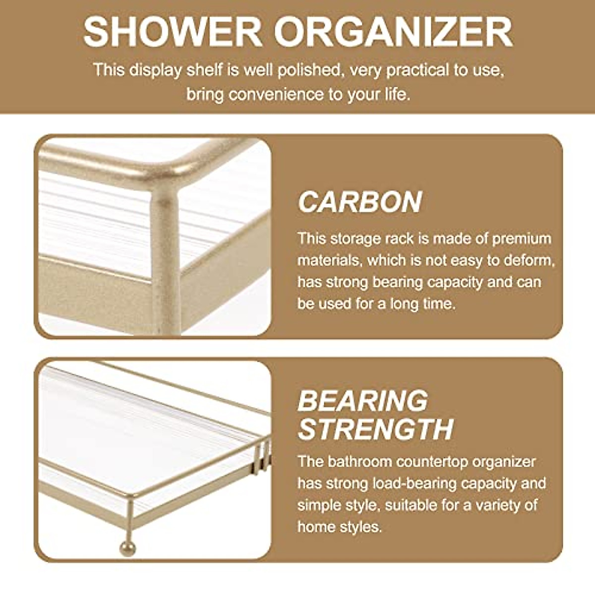 Cabilock Bathroom Organizer Vanity Tray Bathroom Countertop Organizer Sink Dresser Makeup Organizer Cosmetics Holder Spices Rack Bathtub Tray for Tissues Candles Towel Soap Vanity Organizer