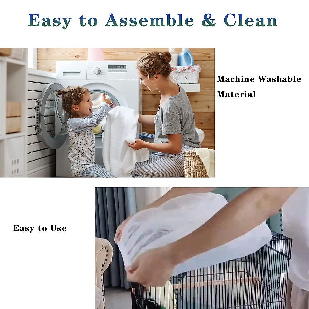 LWFCOEE Bird Cage Seed Catcher, Large Bird Cage Skirt Guard, Adjustable Soft Nylon Mesh Bird Cage Netting for Round Square Bird Cages Circumference 60-86"