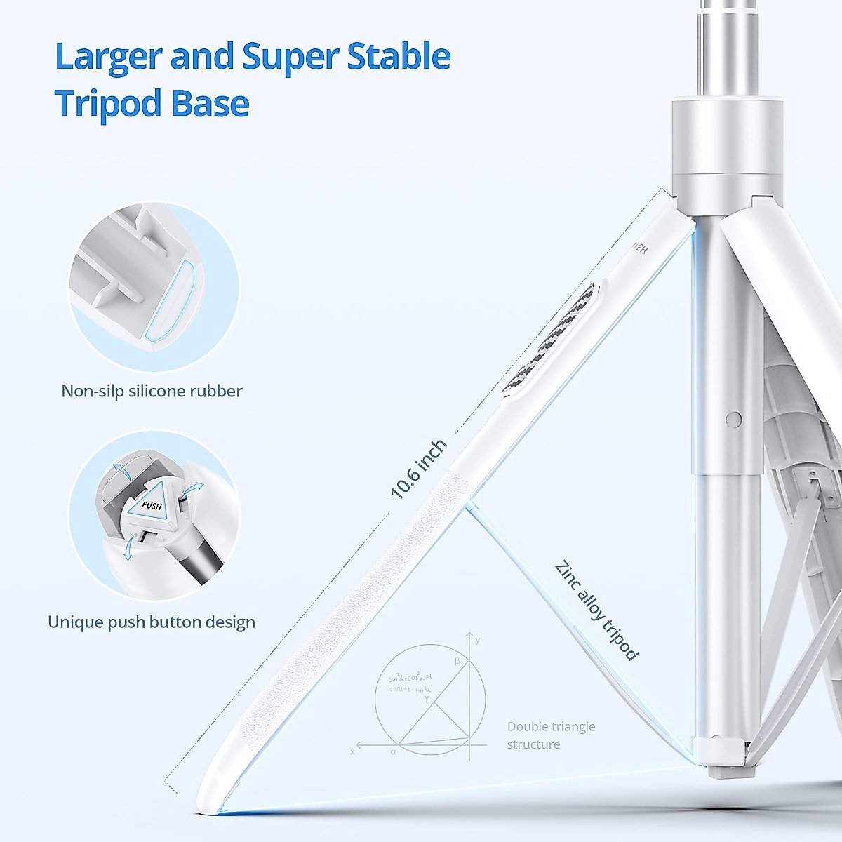 ATUMTEK 60" Selfie Stick Tripod, All in One Extendable Phone Tripod Stand with Bluetooth Remote 360° Rotation for iPhone and Android Phone Selfies, Video Recording, Vlogging, Live Streaming, White