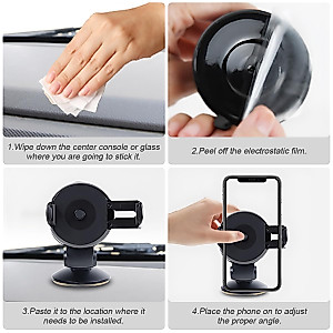zipelo Suction Cup Car Phone Holder for Windshield/Dashboard/Window, Universal 360° Rotating Adjustable Cell Phone Holder Mount, Hands Free Phone Cradle for iPhone 14 13 12 Pro Max More Smartphones