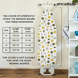 Encasa XO Ironing Board Covers (49"x18") Drawstring Tightening with Thick 3 mm Felt Padding, Easy Fit, Scorch Resistant, Printed - Black Arrow
