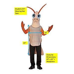 Rasta Imposta Shrimp Fish Costume Crawfish Crustacean Food Cosplay Dress Up Costumes, Boys and Girls, Teen Size 14-16