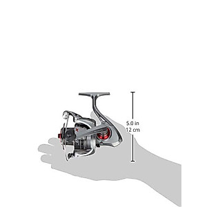 Quantum Optix Spinning Fishing Reel, Size 10 Reel, Changeable Right- or Left-Hand Retrieve, Aluminum Spool, Stainless Steel Bail Wire, 5.2:1 Gear Ratio, Silver, Clam Packaging