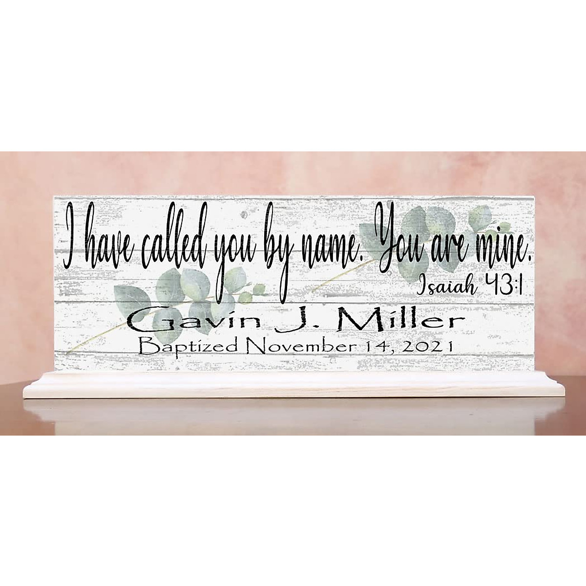 Baptsim Gift For Boys or Girls Personalized Christening Plaque Keepsake Present Bible Verse With Child's Name and Baptism Date (Called By Name)
