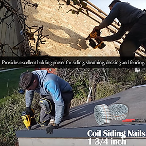 Coil Siding Nails 1-3/4-in 15 Degree Stainless Steel Coil Siding Nails 1200 Count 1-3/4-Inch x .092-Inch Ring Shank Cold-Dipped Galvanized Collated Wire Coil Nails