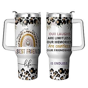 Ksoemar 40 Oz Best Friend Tumbler with Handle and Straw, Double Wall Stainless Steel Best Friend Cup for Women, Best Friends Mug Gifts Ideas for Women Birthday, Mothers Day, Christmas