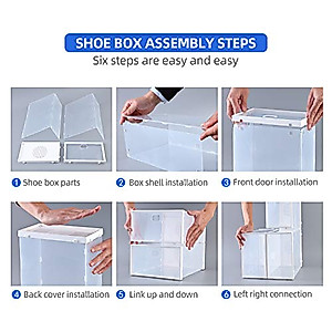 XZLGUJI 1 Pack Shoe Storage Box-Multi-function Storage Bins,Clear Plastic Stackable Shoe Organizer for Closet ,Drop Front Shoe Box. (white (1 Pack))