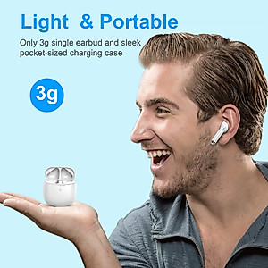 Wireless Earbuds, Bluetooth 5.3 Headphones in Ear with Noise Cancelling Mic, Earbuds Stereo Bass, IP7 Waterproof Sports Earphones, 32H Playtime USB C Charging Buds White for Android iOS