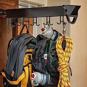 14.2-22" Pull Out Mop Broom Holder with 12-20 Heavy Duty Hooks Pans Pots Racks for Cabinets Pull Out, Multifunctional Slide Broom and Mop Organizer/storage Sliding Under Cabinet Organization ( Size :