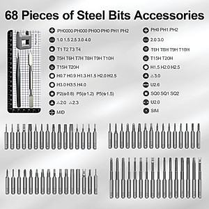 MQFORU Mini Electric Screwdriver, 72 in 1 Precision Screwdriver Kit with 64 Magnetic Bits, 5 Torque Settings，LED Screen Display, Rechargeable Power Screwdriver for Precision Work Phone Watch Camera