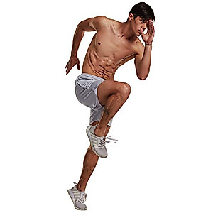 FLYFIREFLY Men's 2-in-1 Workout Running Shorts 7" Lightweight Gym Yoga Training Sport Short Pants Grey