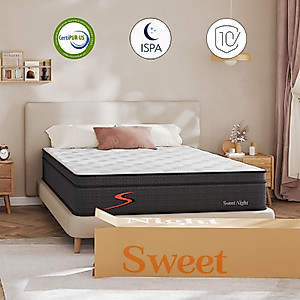 Sweetnight King Mattress in a Box - 12 Inch Pillow Top King Size Mattress, Gel Memory Foam Hybrid Mattress with Individually Pocketed Springs for Support & Comfort Sleep, Siesta Black