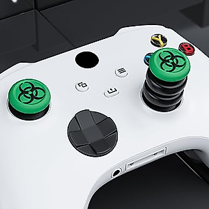 PlayRealm NO Falling Off Thumbstick Extender & Silicone Grip Cover 2 Sets for Xbox Series X/S & Xbox One S/X Controller(BH Green)
