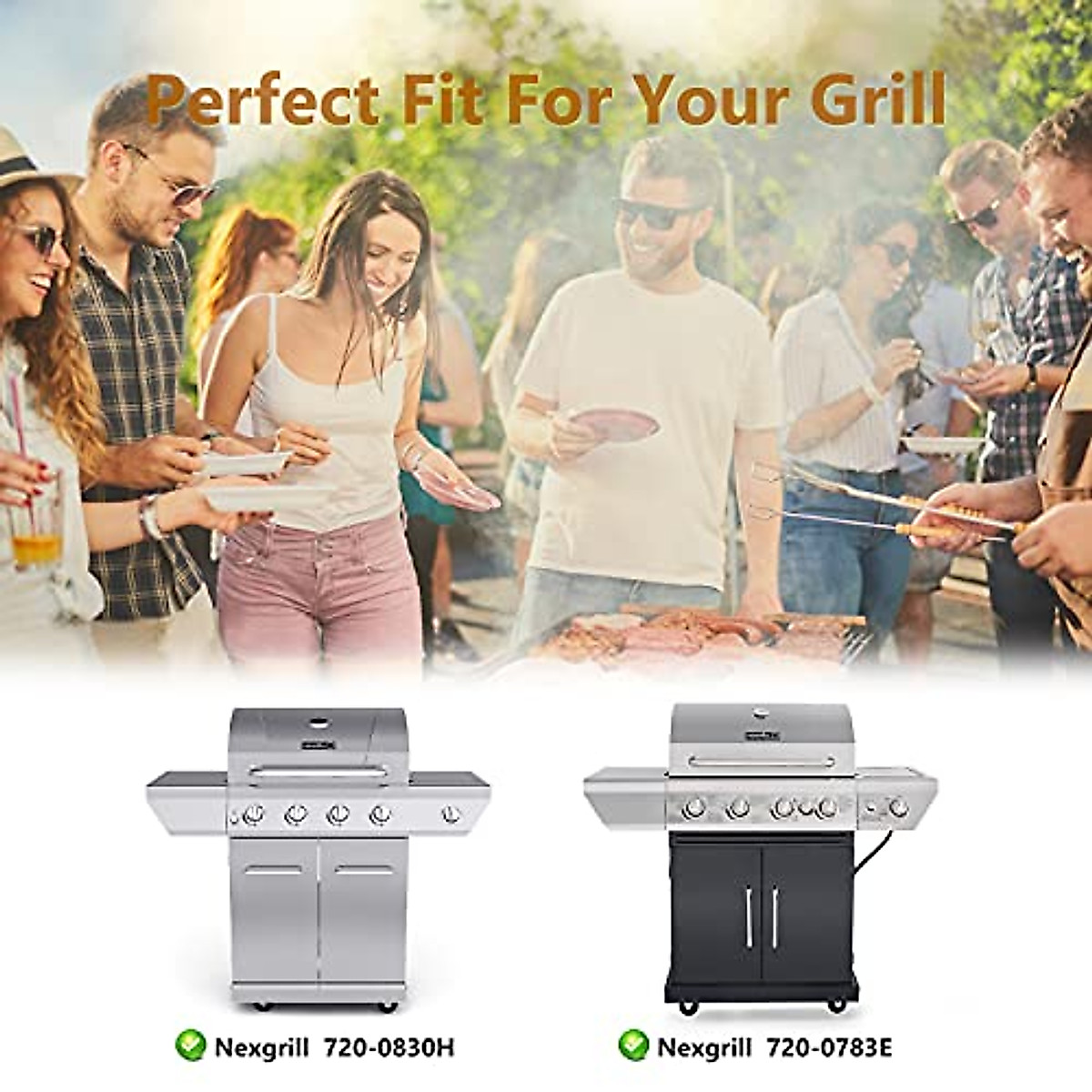 Adviace Grill Replacement Parts for Nexgrill 720-0830H, 4 Pack Grill Burner Tubes and Heat Plate Shields for Home Depot Nexgrill 4 Burner 720-0830H, Nexgrill 720-0864, 720-0864M Gas Grills