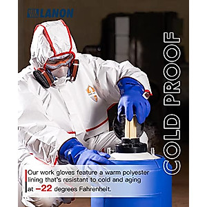 LANON PVC Coated Cold Proof Heavy Duty Gloves, Waterproof Warm Work Gloves for Freezer Work, Chemical & Oil Resistant, Non-Slip, XL