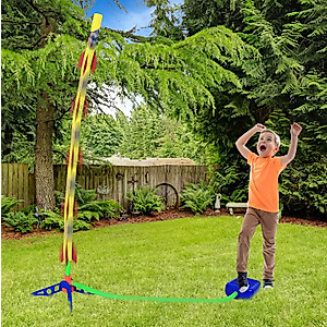 Kiddie Play Rocket Launcher for Kids to Step on with 6 Rockets Outdoor Toys Gift for Boys and Girls Ages 6 Years and Up
