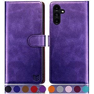 SUANPOT for Samsung Galaxy A54 5G Wallet case with RFID Blocking Credit Card Holder,Flip Book PU Leather Protective Cover Women Men for Samsung A54 Phone case Purple
