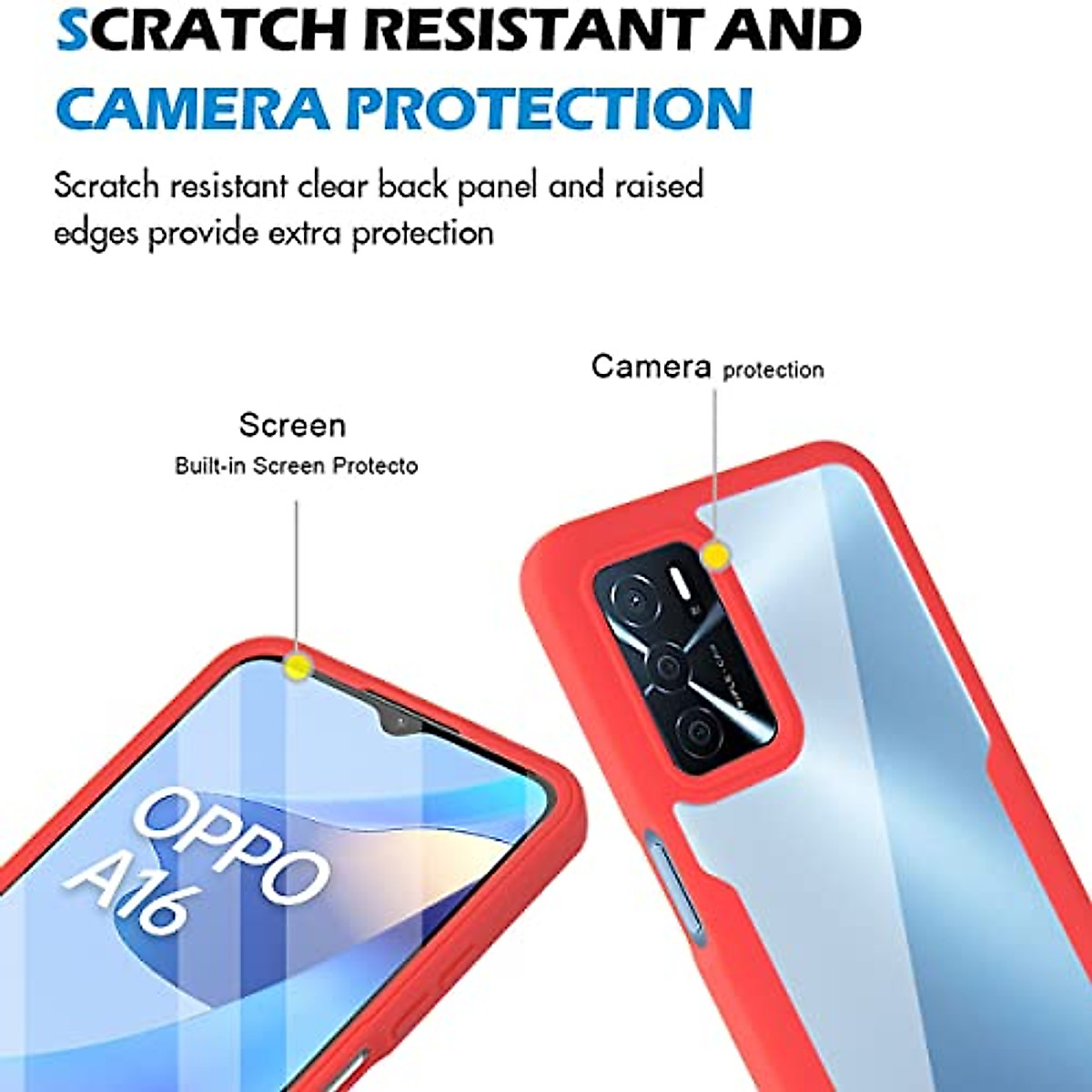 Ysnzaq Full Surround Clear Phone Case for Oppo A16 6.52", Soft TPU Screen Shockproof Protection with Wireless Charging Phone Cover for Oppo A16 QB Purple