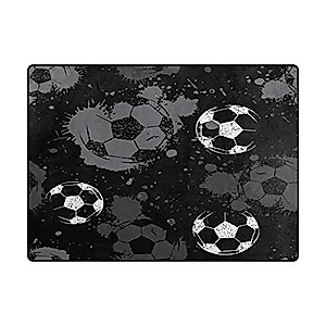 ALAZA Abstract Football Soccer Ball Watercolor Area Rug Rugs for Living Room Bedroom 7' x 5'