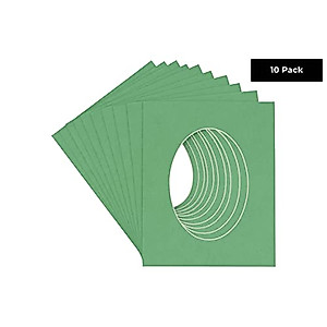 CountryArtHouse Turf Green Jade Acid Free 18x24 Oval Picture Frame Mat with White Core Bevel Cut for 15x19 Pictures - Fits 18x24 Frame - Pack of 10 Matboards