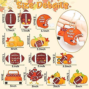 CNhoqc 37pcs Fall Football Wooden Hanging Ornament Set, 12 Designs Happy Fall Football Pumpkin Maple Leaf Wooden Pendent Ornament with Ropes Fall Football Party Favor Supplies Indoor Outdoor Decor
