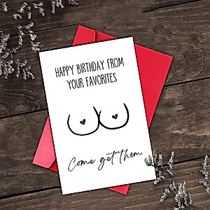 GYYsweetus Funny Husband Birthday Card, Sexy Birthday Gift, Rude Bday Card for Boyfriend, Humorous Birthday Card from Wife Girlfriend (Come Get Them)