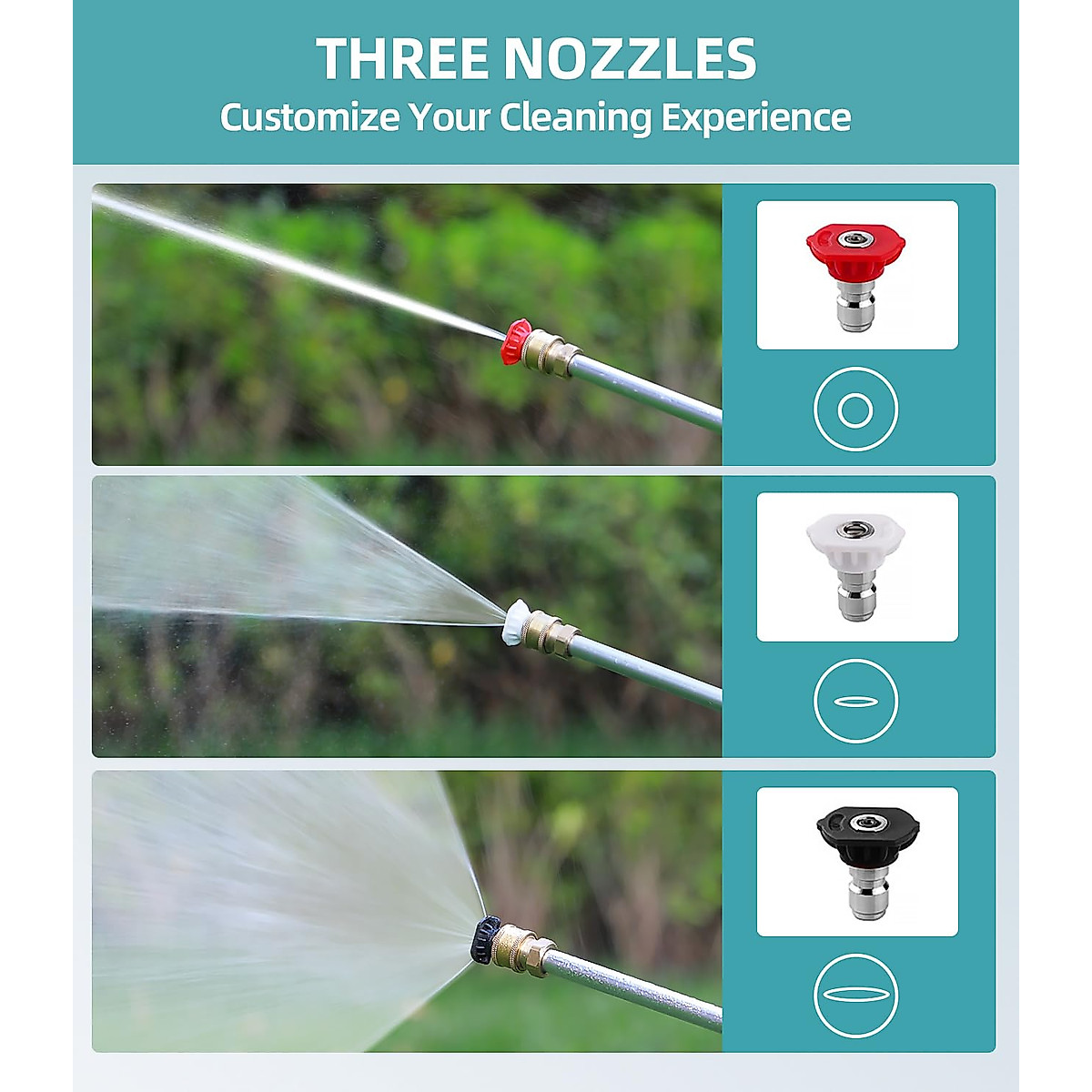 Hamirah Jet Nozzle High Pressure Hose Nozzle, Hydro Jet Heavy Duty Nozzle Sprayer With 3 Different Nozzles, 3-In-1 High Pressure Wand, Hose Quick Connectors For Patio Car Pet Window Washing