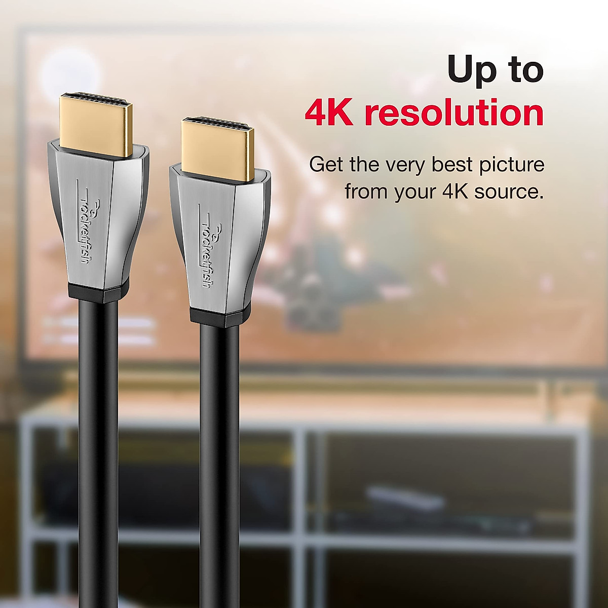 Rocketfish 4K UltraHD/HDR in-Wall Rated HDMI Cable - HDMI Cable Supports 4k Ultra HD & Dolby Atmos - Premium Cable for HDR & Quality Audio - Premium & Durable Black HDMI Cable - 1.5'