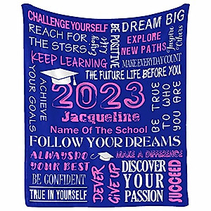 MyPupSocks Custom Graduation Throw Blanket Graduate Proud Best Wishes Keep Learning Black Fits Couch Sofa Bedroom for Birthday Christmas Graduation 60"x80"