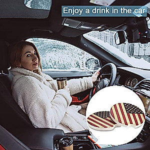 8 Packs USA Flag Cup Coasters Ceramic 2.56 Inch Stone Car Cupholder Absorbent Coaster Set for Drinks Cup (Red)
