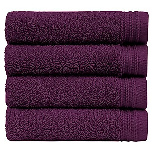 Weidemans Premium Towel Set of 4 Hand Towels 18" x 30" Color: Plum(Reddish Purple) | Pure Cotton |Machine Washable High Absorbency