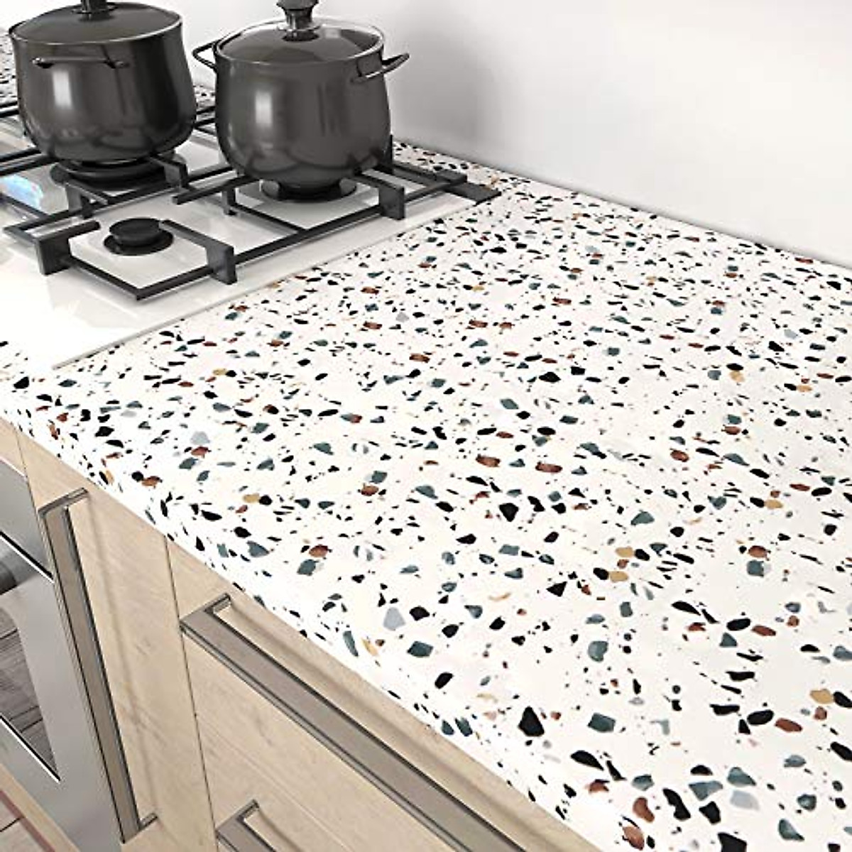 LACHEERY Terrazzo Peel and Stick Wallpaper 15.8"x160" Vinyl Countertop Contact Paper Terrazzo for Cabinets Counter Tops Waterproof Removable Wallpaper for Bedroom Decor Self Adhesive Wall Paper Roll