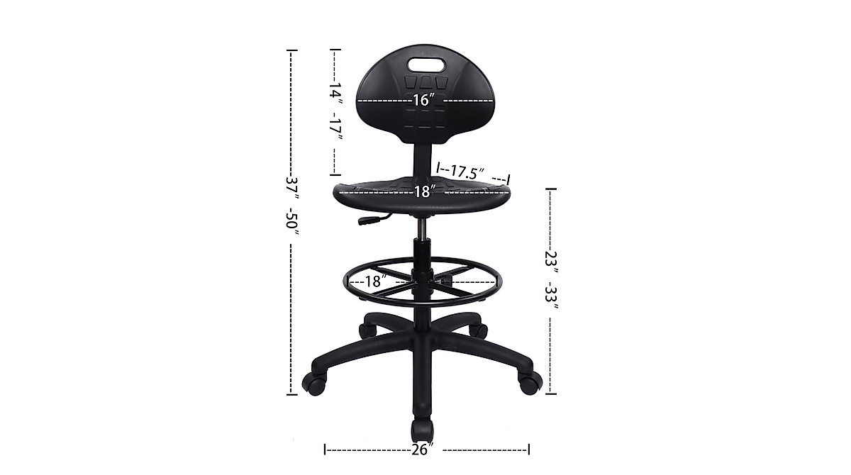 Aaron's Deluxe Lab & Drafting Stool – Heavy Duty, Adjustable, Made in USA