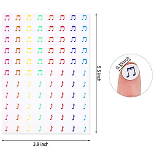 Outus 1760 Pieces Music Notes Stickers for Kids Colorful 20 Sheets Musical Label Cartoon Sticker Teacher Appreciation Gift Teacher Incentive Stickers Students Scrapbooking Planner Calendar
