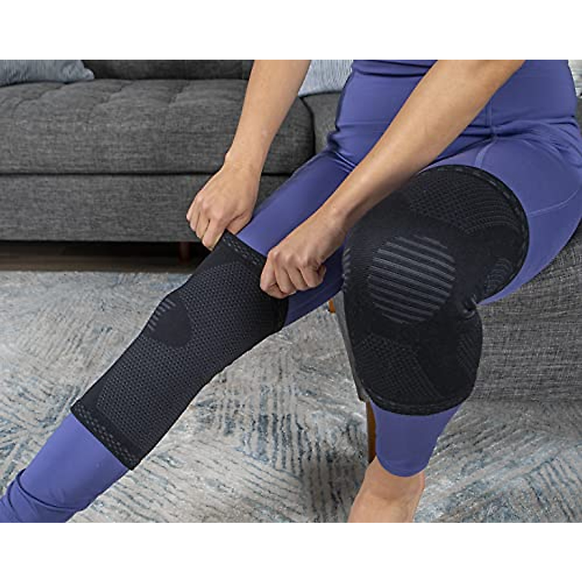 EvriFit Compression High Performance Knee Sleeves, Support for Men & Women, Running, Basketball, Volleyball, Weightlifting & Cross Training, Medium – Large (1 Pair) Black