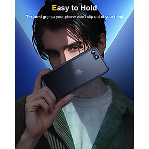 Humixx Shockproof Designed for iPhone SE 2022 Case [8FT Military Grade Drop Protection] [Ultimate Touch Feeling] Translucent Matte Hard Back, Slim Durable Protective Case for iPhone 7/8/SE 4.7" -Black