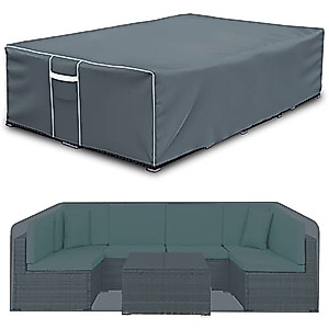 Gasadar Outdoor Furniture Cover Waterproof, Outdoor Sectional Cover, 500D Heavy Duty, All Weather Protection Rectangular Patio Covers for Outdoor Furniture Set, 126" L x 64" W x 29" H -Grey