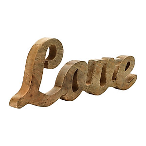 Creative Co-Op Mango Wood Word Cut-Out Love Décor, Brown