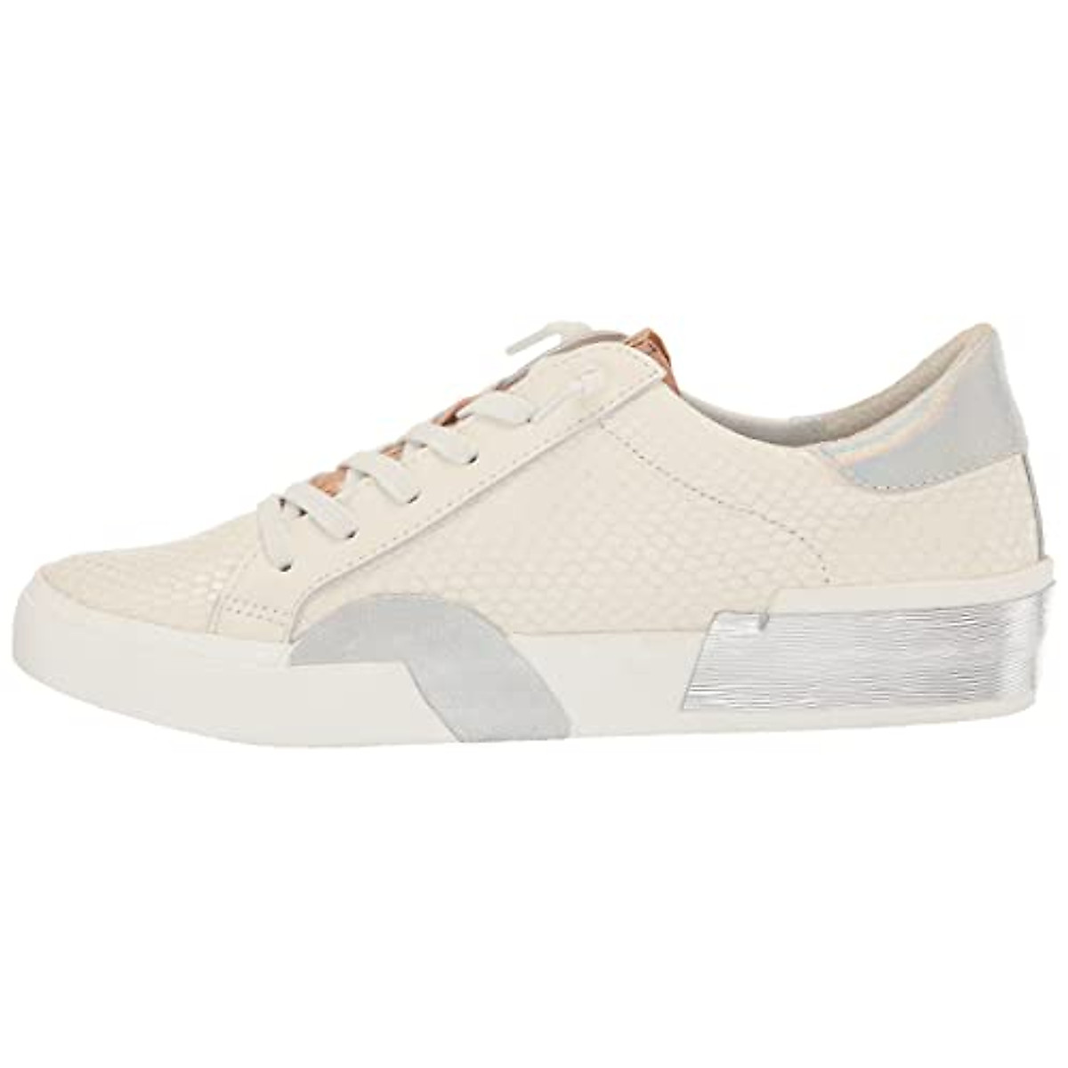 Dolce Vita Women's Zina Sneaker, White/Natural Embossed Leather, 8.5