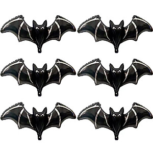 6Pcs Halloween Black Bat Balloons - 48” Giant Bat Halloween Foil Balloon for Black Halloween Day of Death Spooky Birthday Baby Shower Party Decoration Supplier