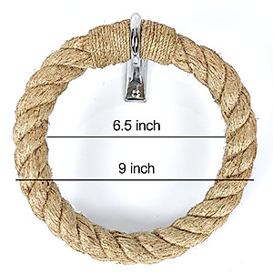 WINTTEN's Heavy Weight Classic Decorative Jute Rope Towel Holder Bathroom Hardware Accessories Towel Rack Round Wall Mounted Towel Ring Bathroom Hand Towel Holder Round Wall, Mounted 8" inches