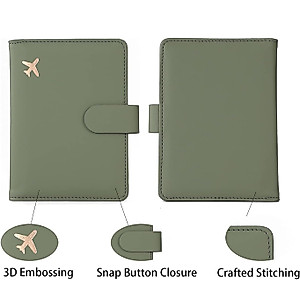 Melsbrinna Passport Holder Covers Case, Waterproof Rfid Blocking Travel Wallet Passport Holder with Pen Holder, Cute Passport Book for Women/Men (Moss green)