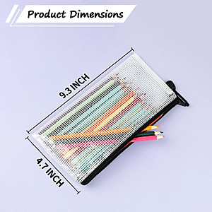 Smarpau Plastic Mesh Zipper Pouch Document Bag, 12 Pack Waterproof Zip File Folders for Office Supplies and Travel Storage (A6-9.4x4.7in, Black)