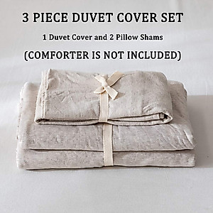 DONEUS Jersey Knit Duvet Cover Set 100% T-Shirt Cotton Super Soft Breathable Comfy Natural Bedding Set 3 Piece with Zipper Closure, Solid Beige King 104x90 Inches