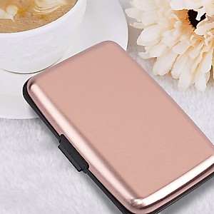 Coco Rossi Mini Credit Card Holder for Women,RFID Blocking Slim Hard Card Case ID Case Travel Wallet,Rose Gold