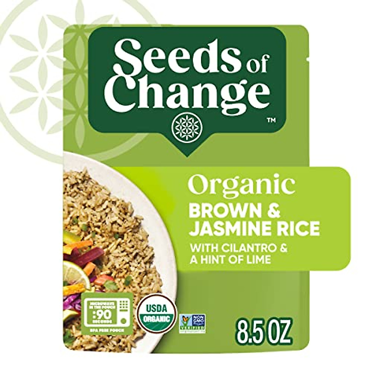 SEEDS OF CHANGE Organic Brown Jasmine Rice with Cilantro Lime, Organic Food, 8.5 OZ Pouch